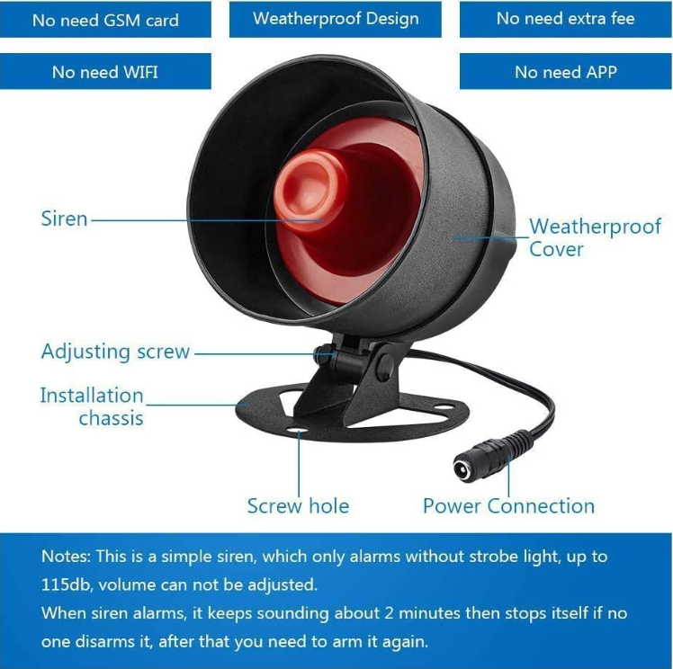 Standalone Home Office Shop Security Alarm System Kit, Wireless Loud ...