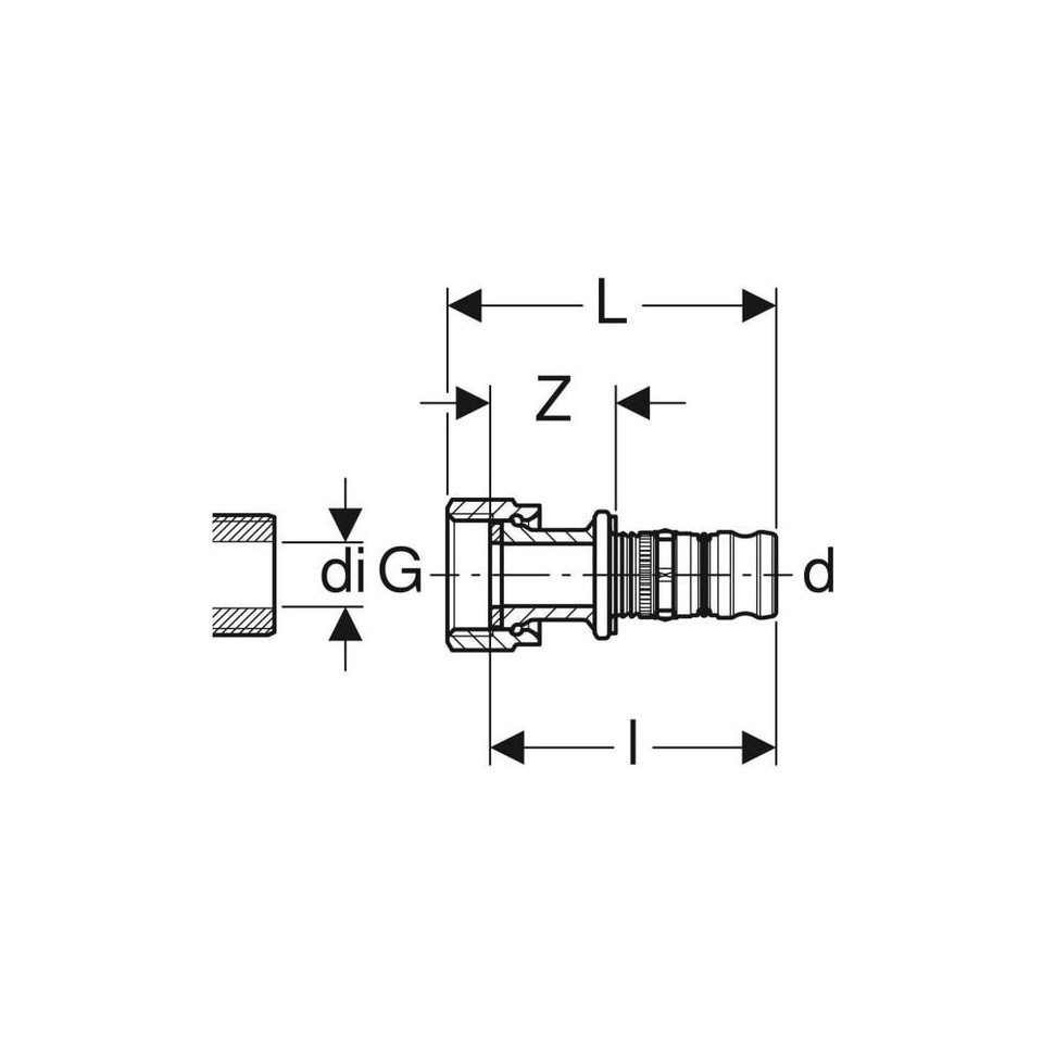 Geberit Mepla Übergang mit Überwurfmutter Außendurchmesser d16-G1/2 ...