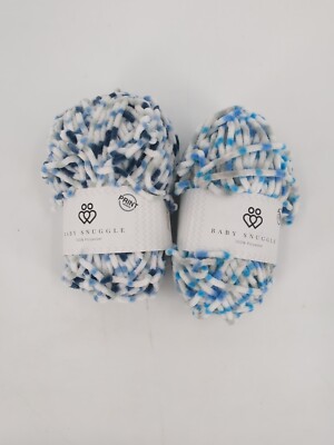 HOBBII Baby Snuggle Yarn 120m/131yds 100g each White Blue, Lot of 2 ...