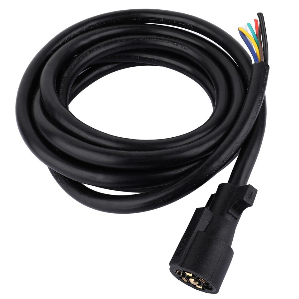 15ft. 7-Way Electrical Plug Trailer RV Towing Camper Color Coded Wiring ...