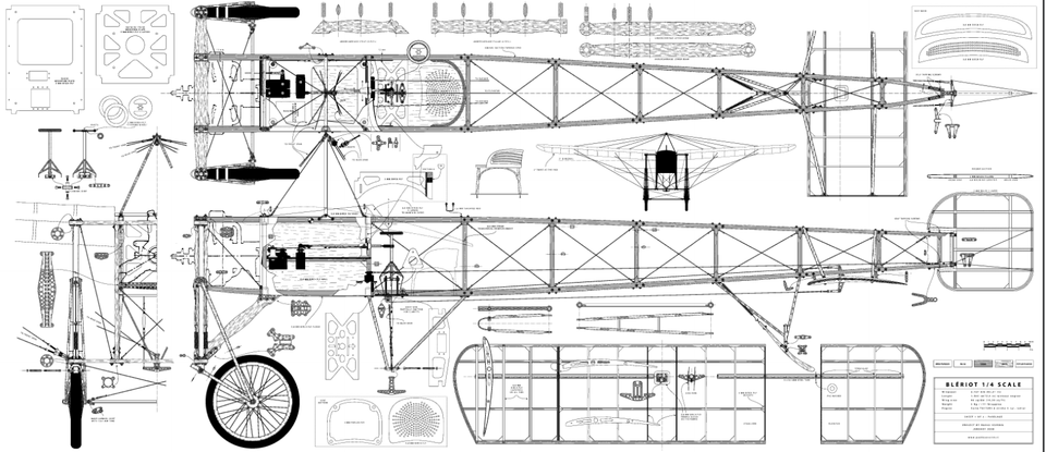 50% Bleriot XI 170 in WS Giant Scale RC Model AIrplane Prined Plans | eBay