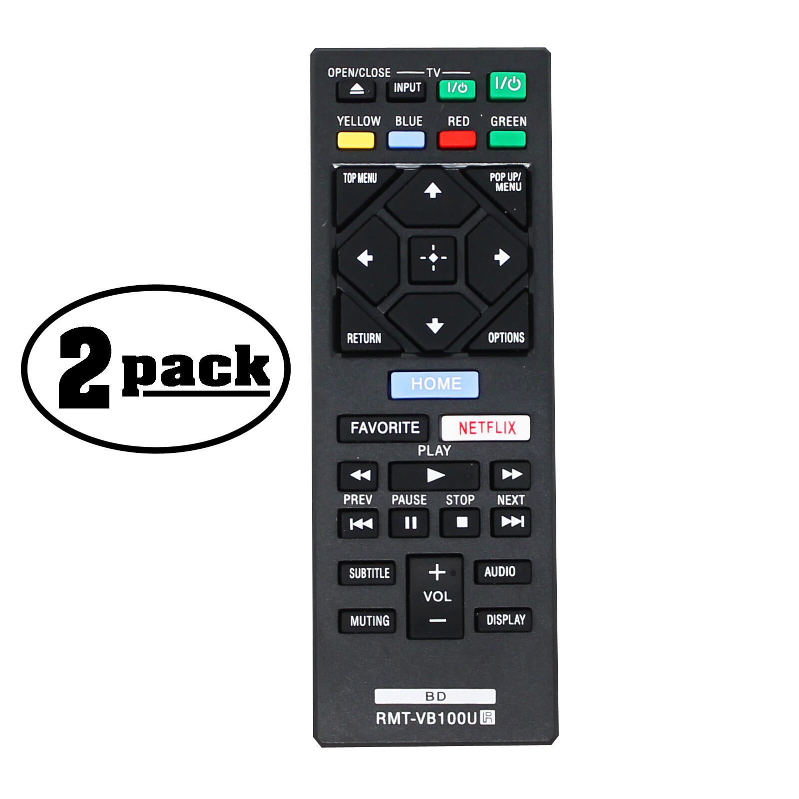 2-Pack Replacement Remote Control for Sony BDP S5500, BX350 Blu-ray ...