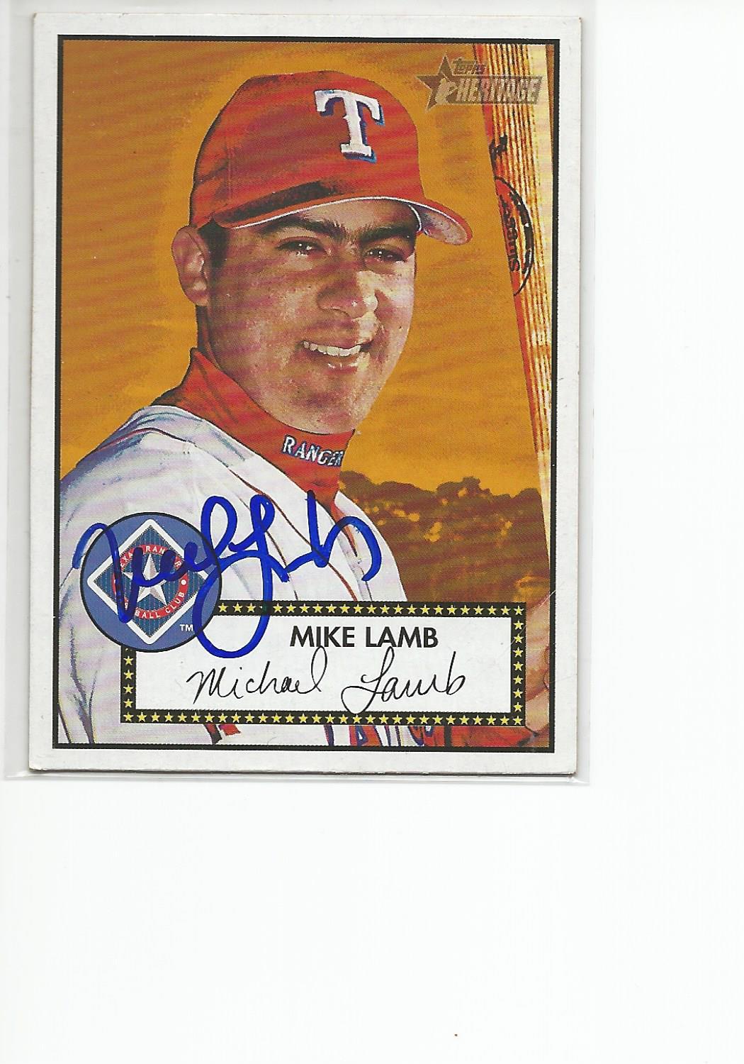 MIKE LAMB Autographed Signed 2001 Topps Heritage card Texas Rangers COA ...