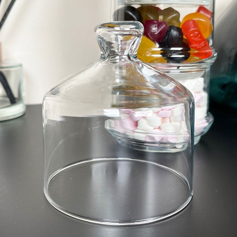 Stackable Glass Sweets Dishes 3 Tier Round Lidded Kitchen Snacks ...