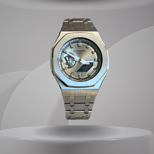 Casio G-Shock GA2100 Mod | Full Silver | Casioak Custom | Men's Watch ...