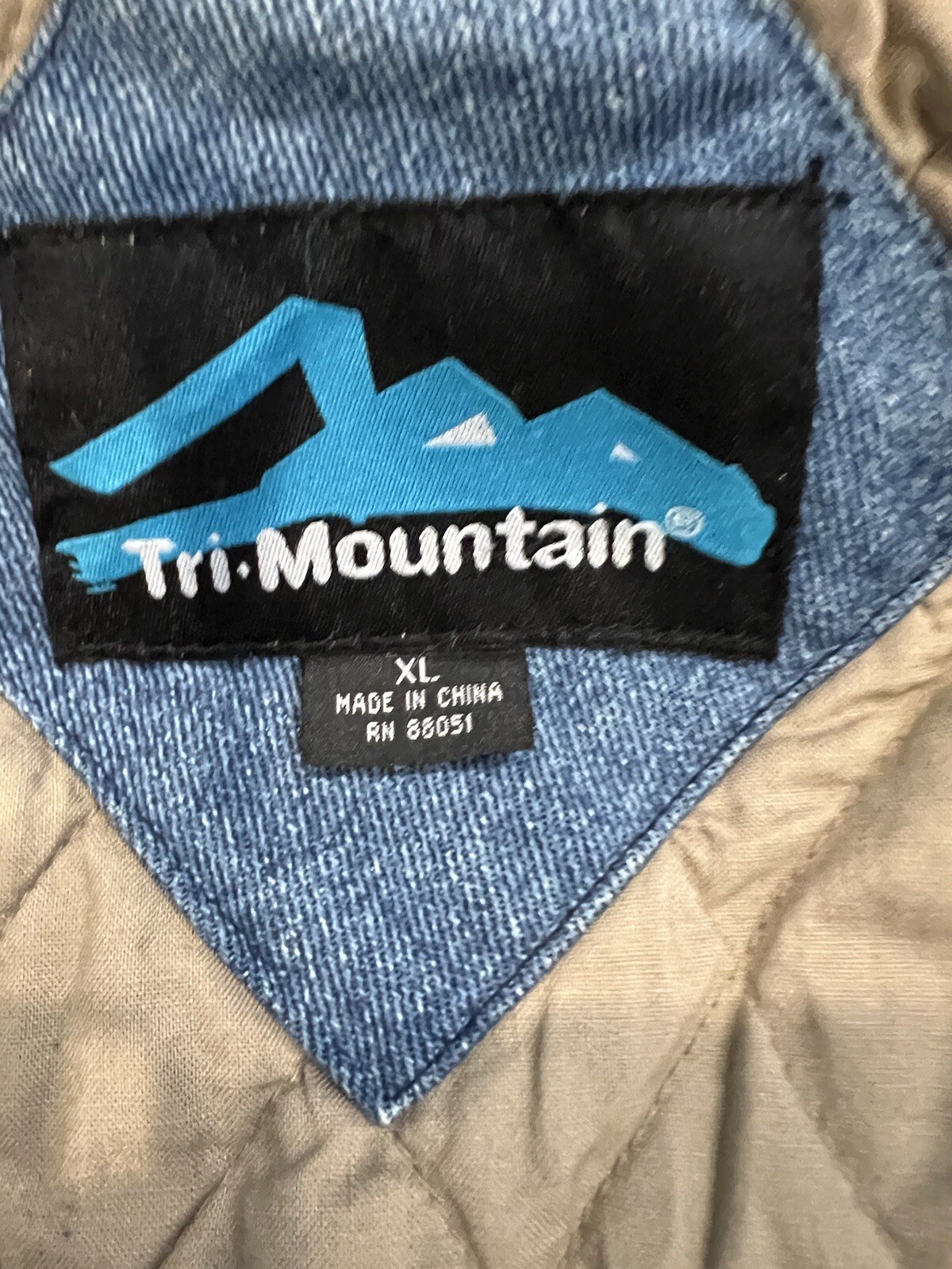 Tri-Mountain Mens Vintage Denim Bomber Jacket XL Very… - Gem