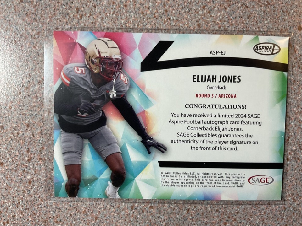2024 Sage Aspire ELIJAH JONES /5 autograph auto green boston college ...