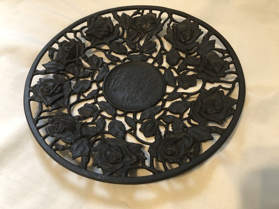 BUDERUS Filigree Black Wrought Iron Wall Plate Roses Floral Flowers ...