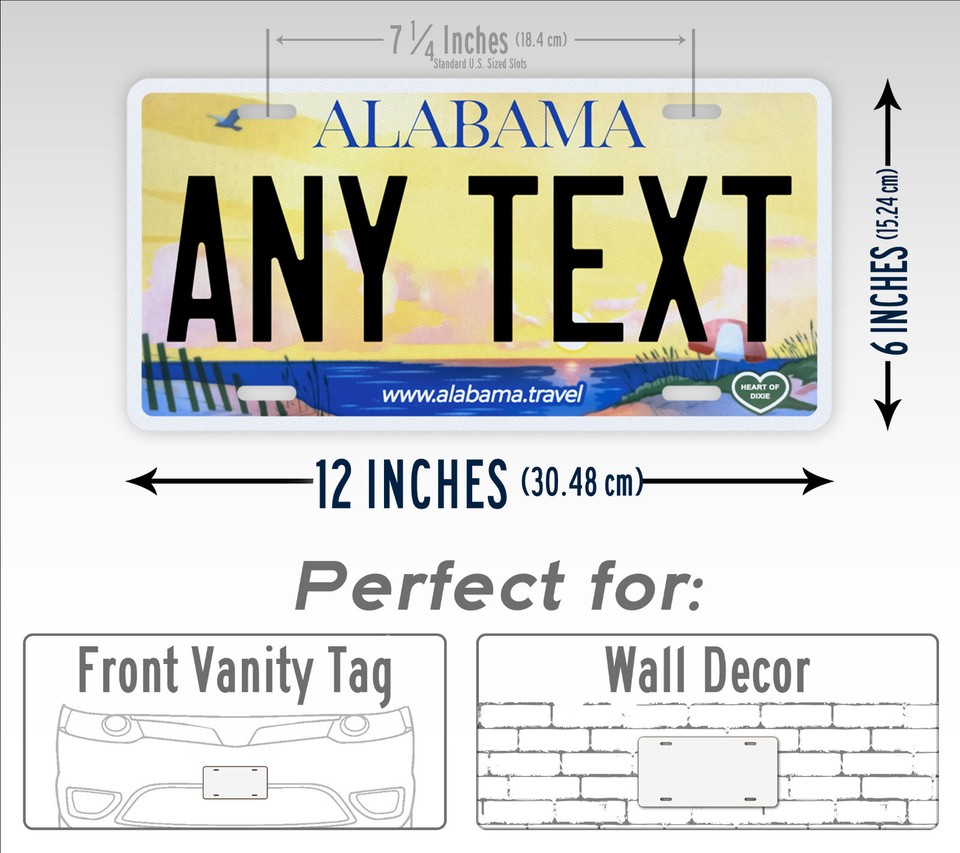 Personalized Alabama Travel License Plate ANY TEXT 6x12 Custom | eBay