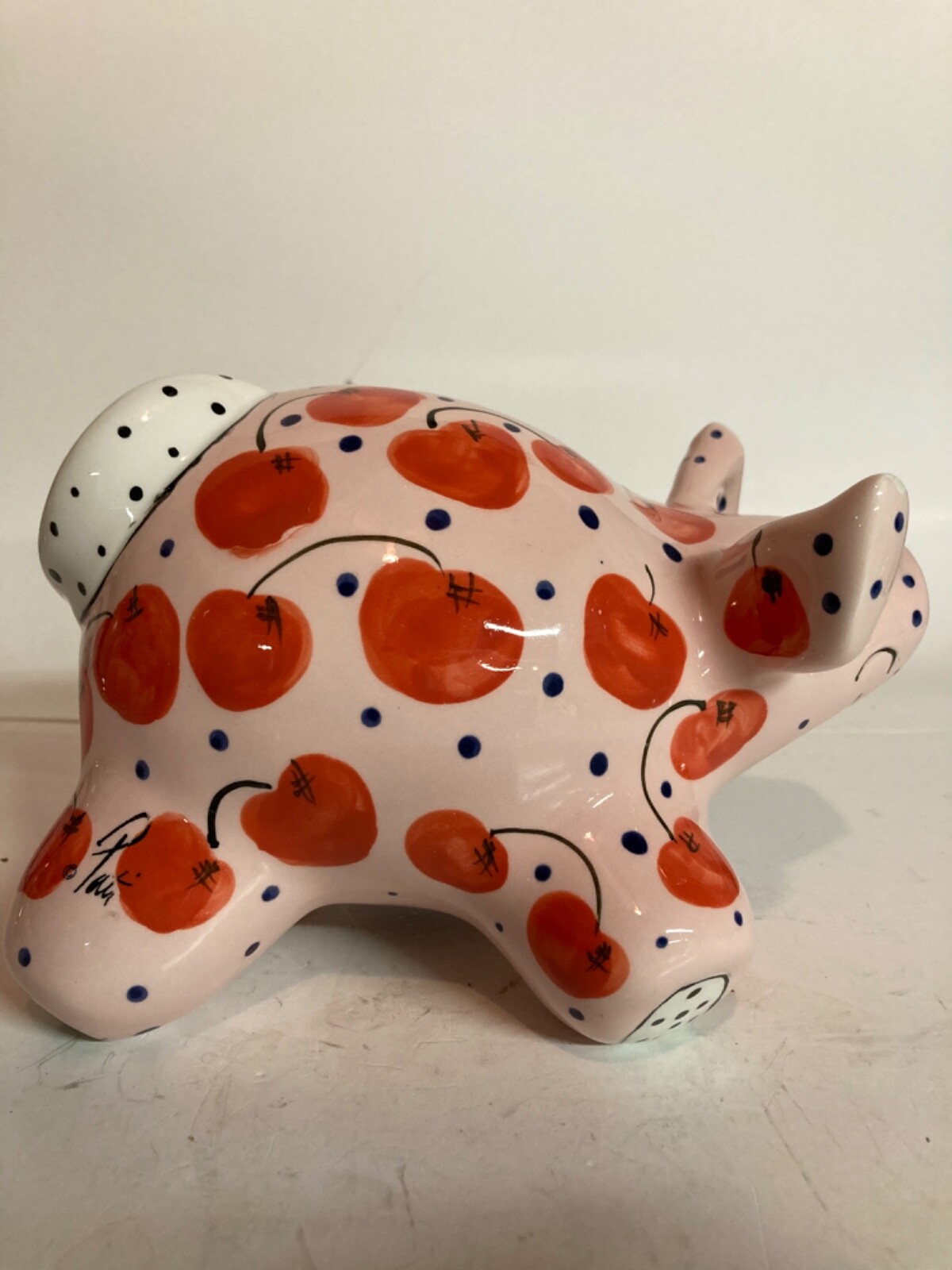 Vintage Adorable Goofy Kitchy Hand Painted Piggy Bank Pink and Red | eBay