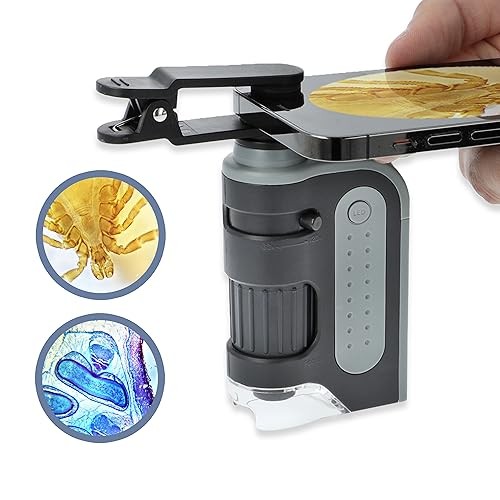 MicroBrite Pocket Microscope for Adults or Kids, 60x-120x Optical Zoom ...