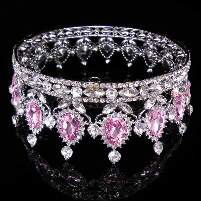 5cm Tall Princess Queen Round Crown Wedding Tiara 24 Colours 13cm ...