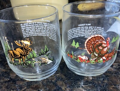 Vtg Sunoco North American Wildlife Glass/North American Moose & Turkey ...