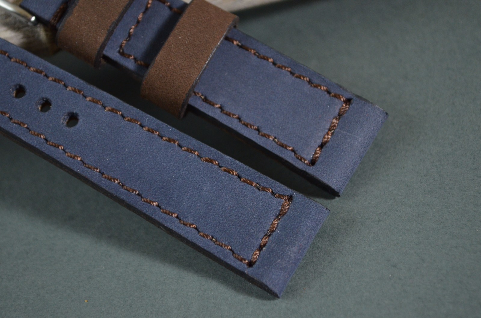 MA WATCH STRAP 22 20 18 MM BLUE BROWN FOREST GENUINE NUBUK LEATHER ...
