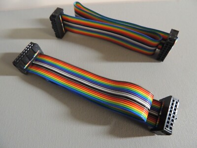 2 pieces 1ft 16-Pin (2x8) Female to Female 2.54mm-Pitch IDC Flat Ribbon ...