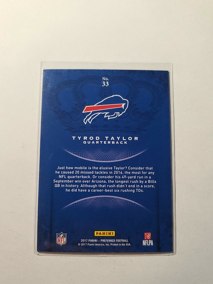 Tyrod Taylor 2017 Preferred Rookie RC Card No. 33 Serial #/299 | eBay