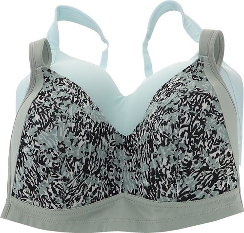 Rhonda Shear 2Pc Molded Cup Bra Mesh Overlay ANIMAL CRYSTAL BLUE 1X ...