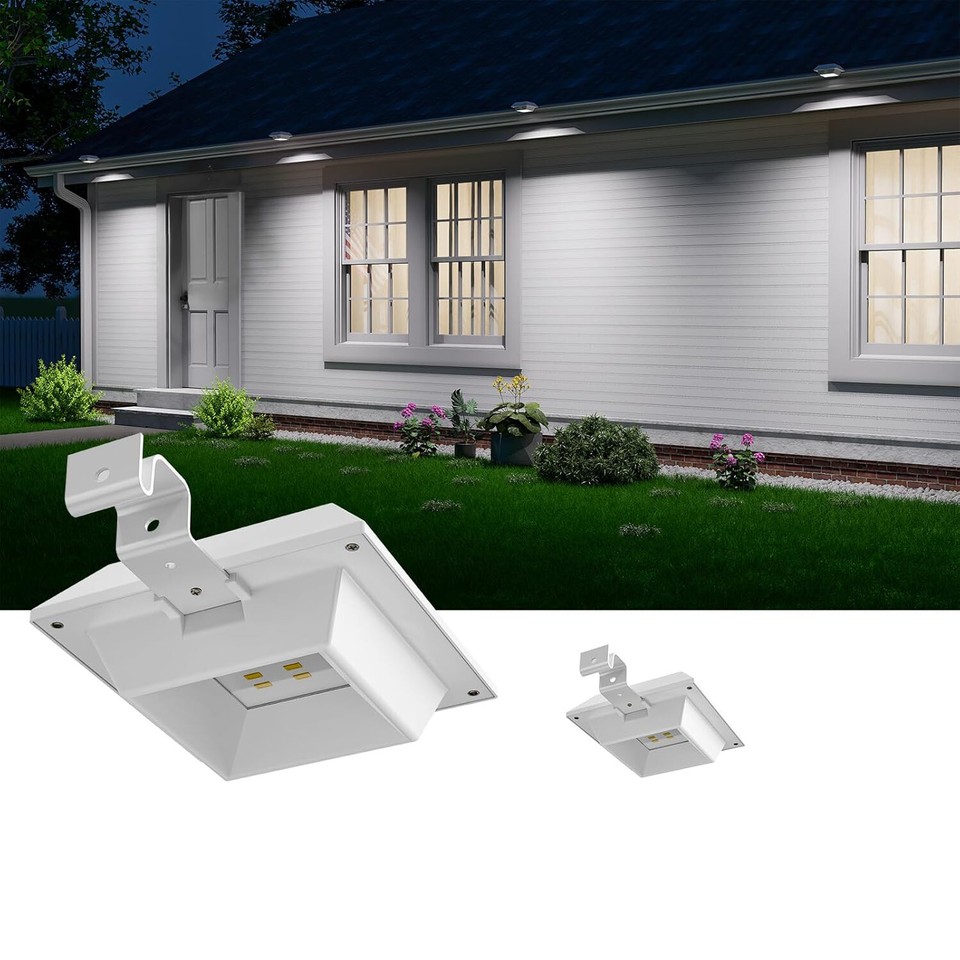 Solar Powered Gutter Lights 12 LED Outdoor Eaves Deck Wall Fence Lamp ...