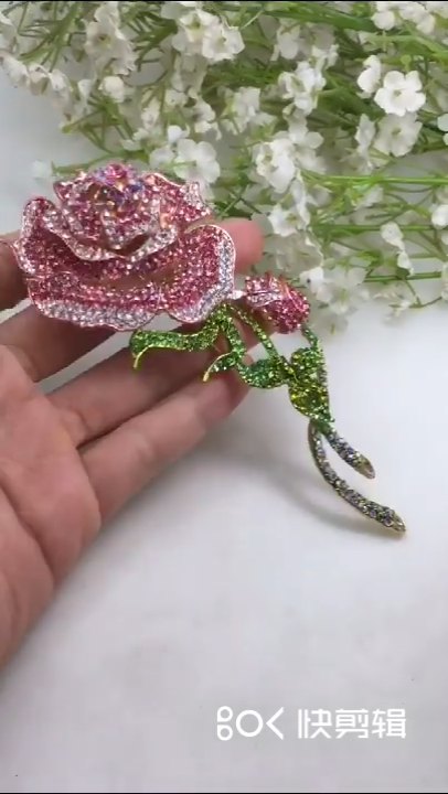 Light Luxury Elegant Mother's Day Handmade Inlaid Pink Rose Brooch ...