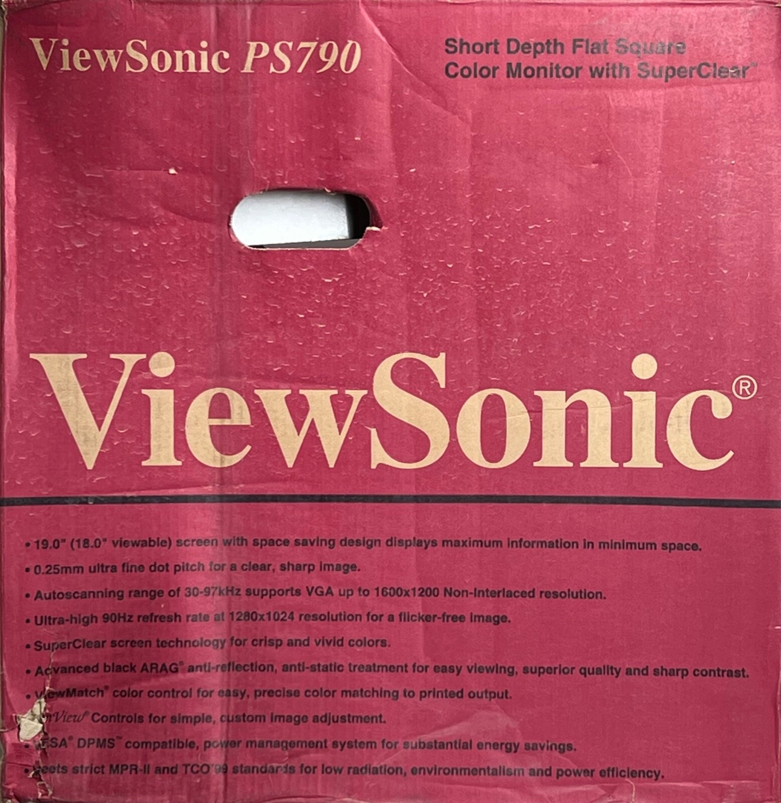 ViewSonic A90 19” CRT Monitor + Orig Box - Vintage Gaming - 1600 x 1200 ...
