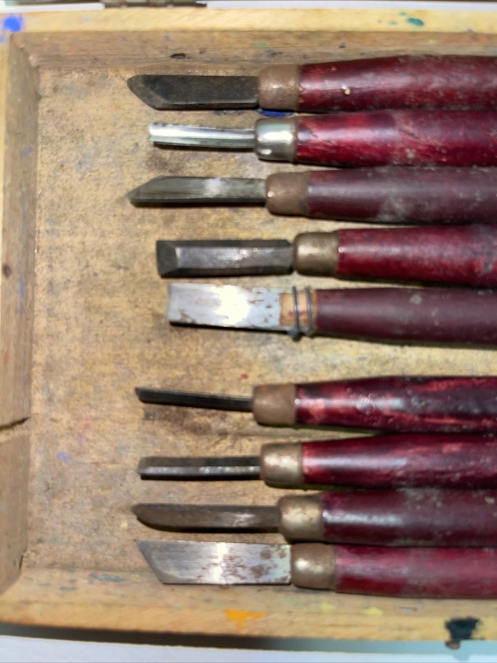 Set of 12 Vintage Wood Handle Carving Chisels / Gouges. | eBay