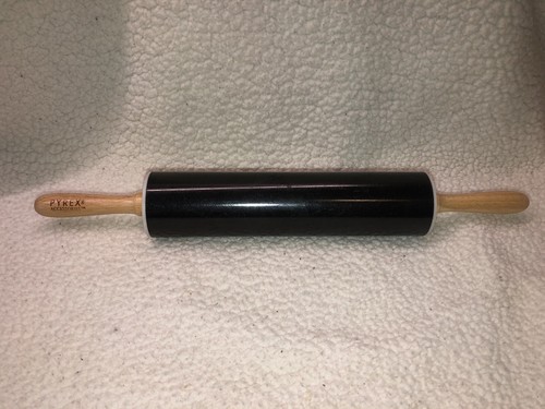 Vintage PYREX Black Metal Rolling Pin Wooden Handles 18" PYREX ...