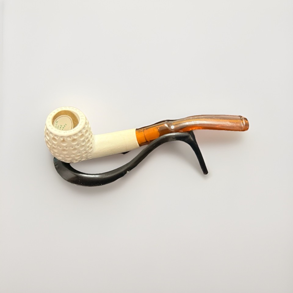 Vintage Turkish Meerschaum Golf Ball Hand Carved Pipe w/ Amber Style ...