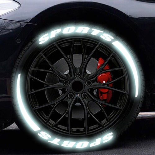 SPORTS Reflective Tire Lettering Sticker 1.06'' 14''-22'' Glow At Night ...