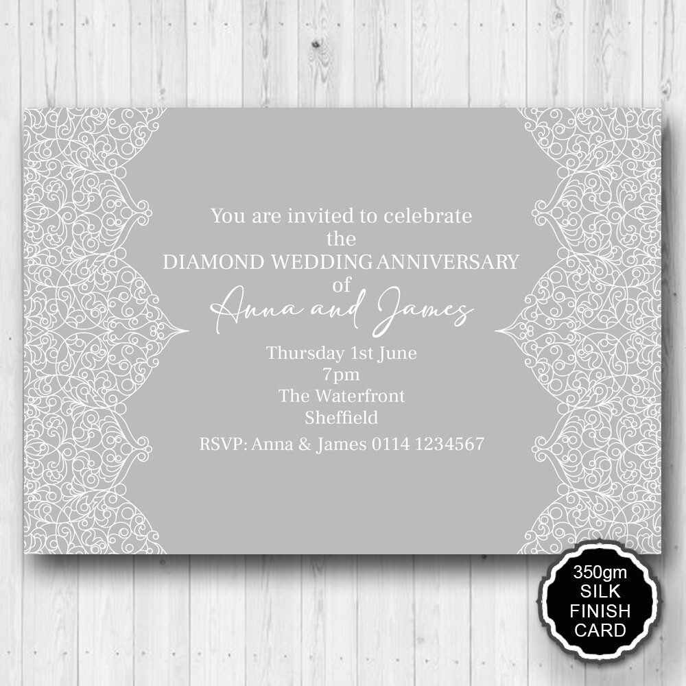 Diamond Anniversary Invitations Printable Diamond Wedding Anniversary
