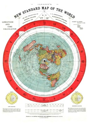 FLAT EARTH MAP : Alexander Gleason : circa 1892 Archival Quality Map ...