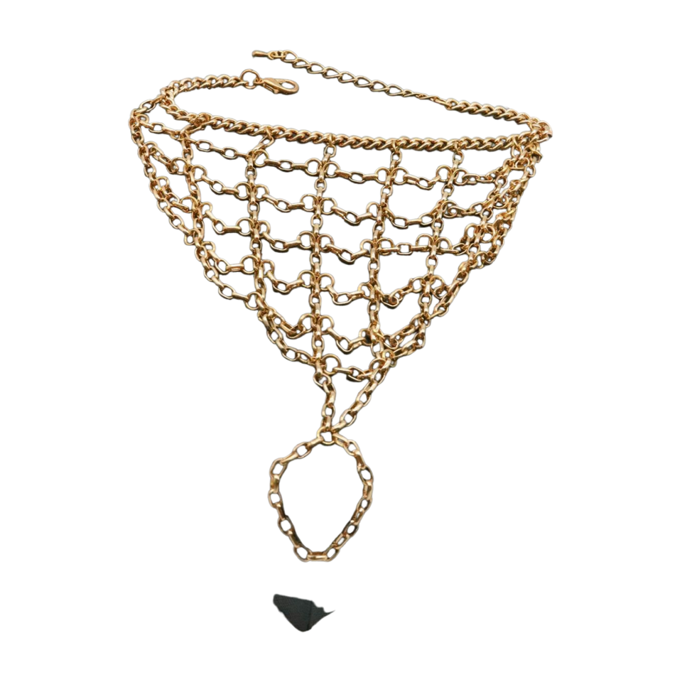 Women Gold Metal Hand Chain Bracelet Web Net Ring Wedding Bride Bridal ...