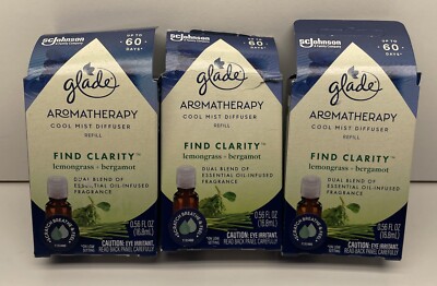 Lot 3 Glade Aromatherapy Cool Mist Oil Diffuser Refill, Find Clarity ...
