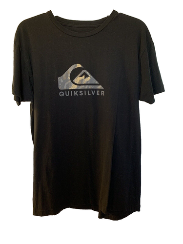 Quicksilver Regular Fit Men's Black T Shirt Short Sleeve Camo Logo size ...