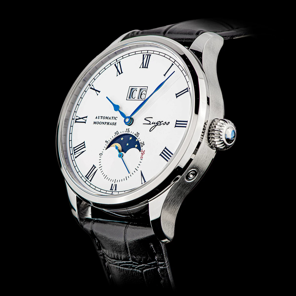 Sugess Enamel MoonPhase Master Automatic Mechanical Watch Seagull 1963 ...