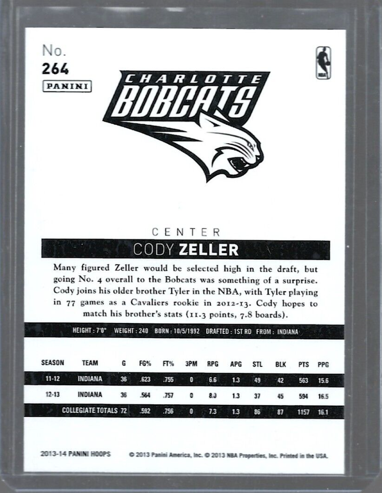 Cody Zeller Charlotte Bobcats 2013-14 Panini Hoops Basketball Gold Card ...