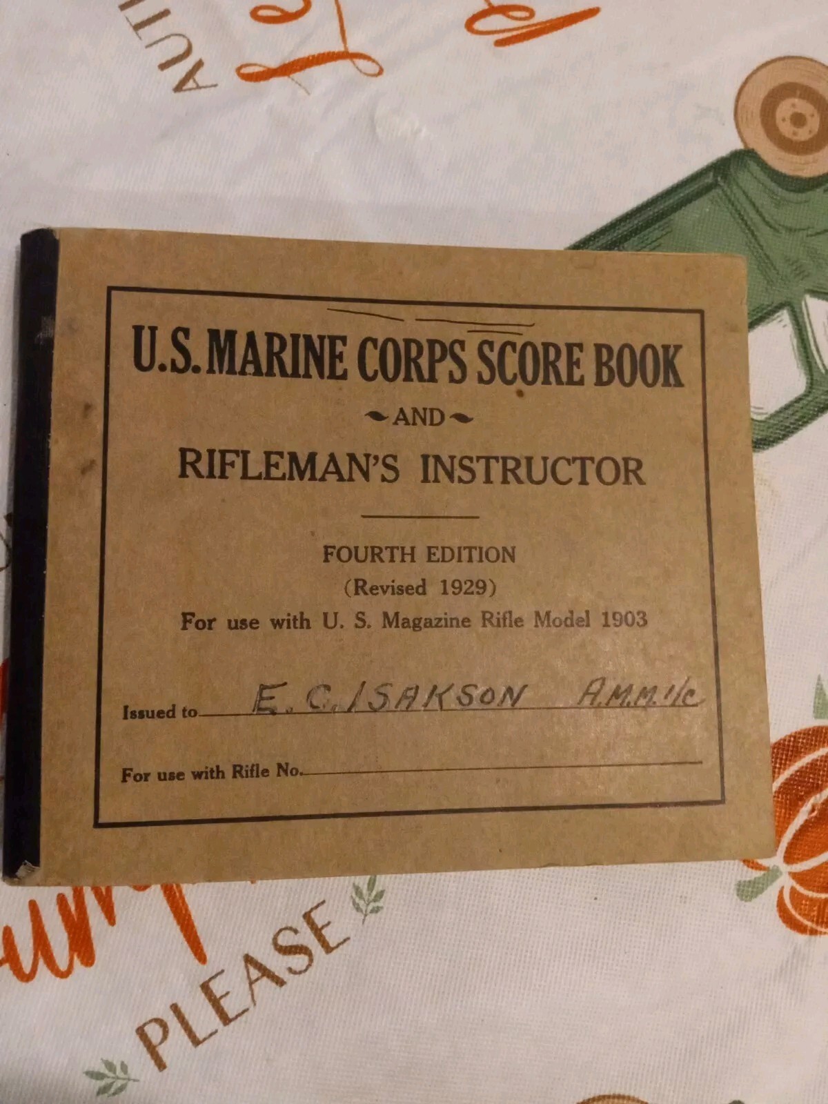 WW2 US Marine Corps / USN Rifle Score Book E K ISAKSON A.M.M.1/C WWII ...