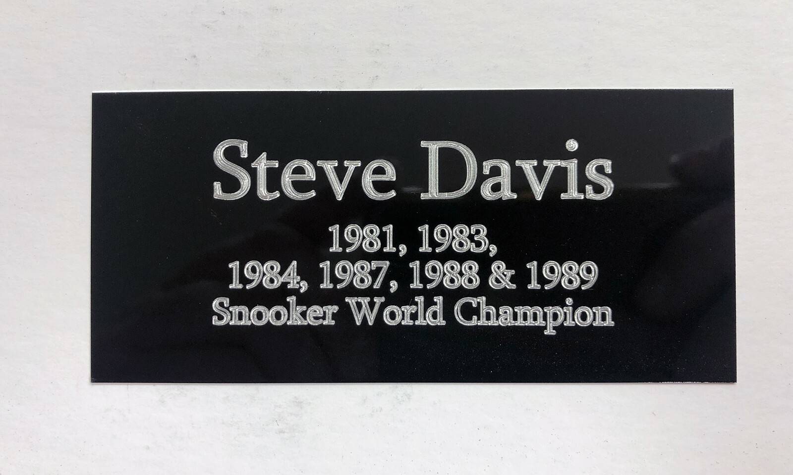 Steve Davis - 110x50mm Engraved Plaque for Signed Snooker Champion ...