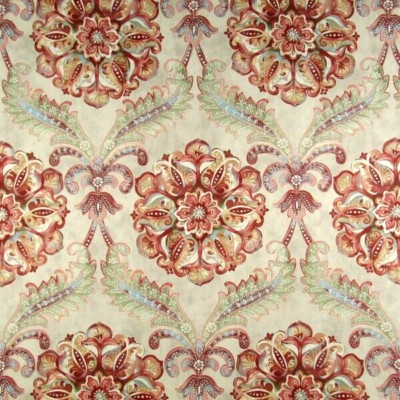 Waverly OVER THE MOON DESERT Cotton Red Floral Damask Drapery Uph ...