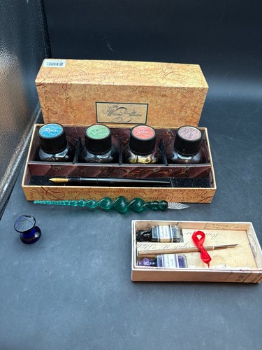Set Calligraphy Pens & Ink 2 Glass Pens & Madison | eBay