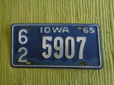 1965 Iowa License Plate IA 65 Tag 62 5907 | eBay