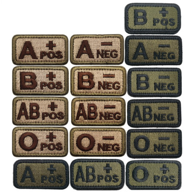 2PCS/ LOT Embroidered Blood Type A B AB O POS NEG Hook Loop Patch ...