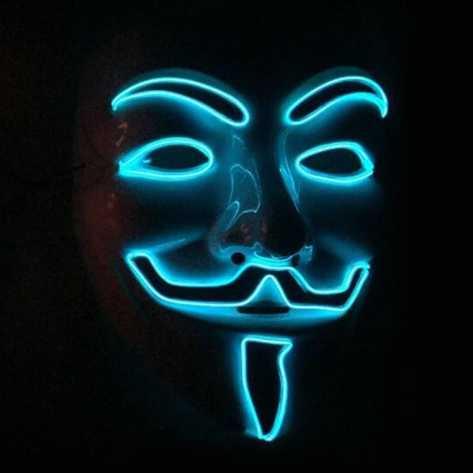 LED Halloween Mask Vendetta Light Up ANONYMOUS MASK Guy Fawkes Mask LED ...
