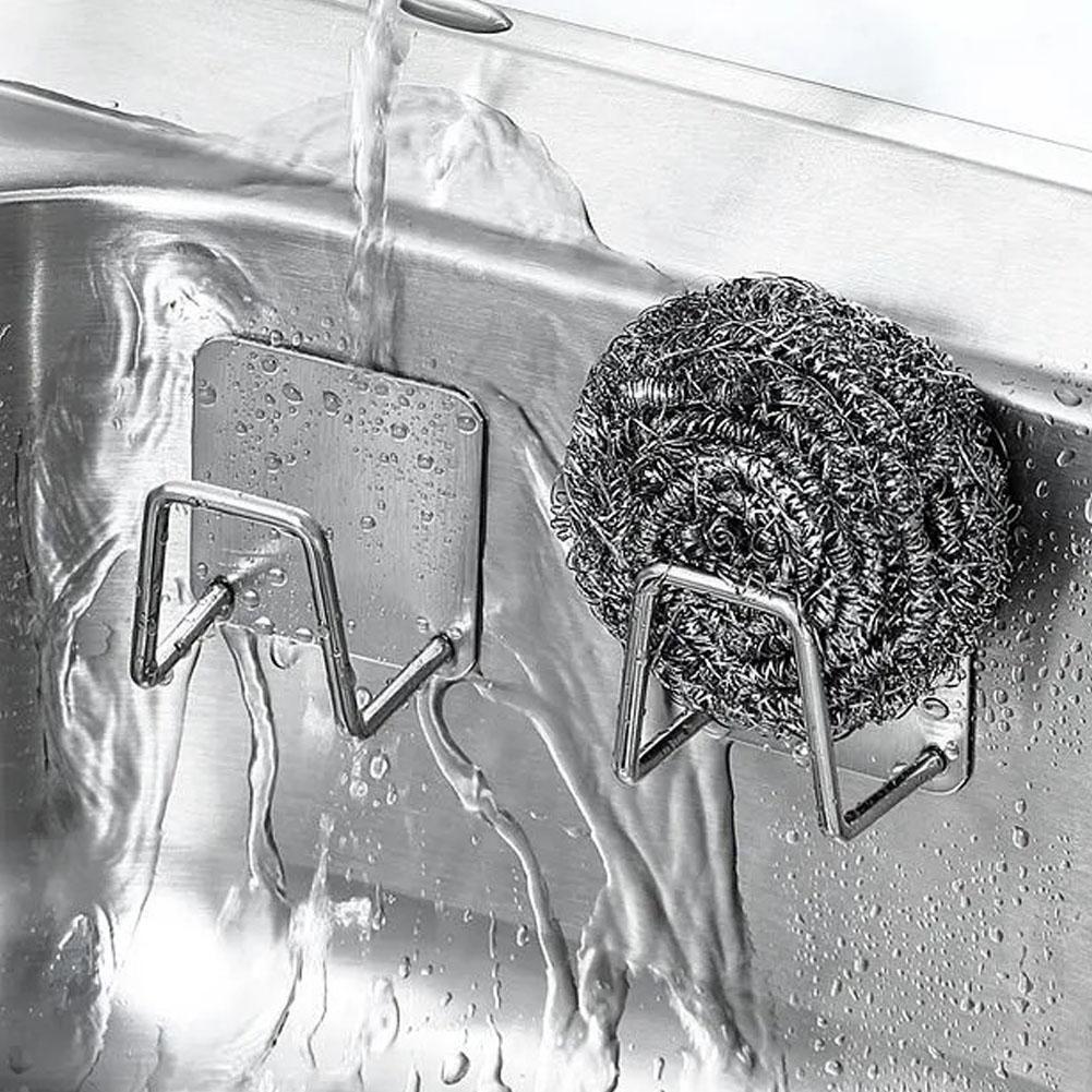 Sink Sponge Holder Self Adhesive Drain Drying Rack (304 Stainless Steel ...