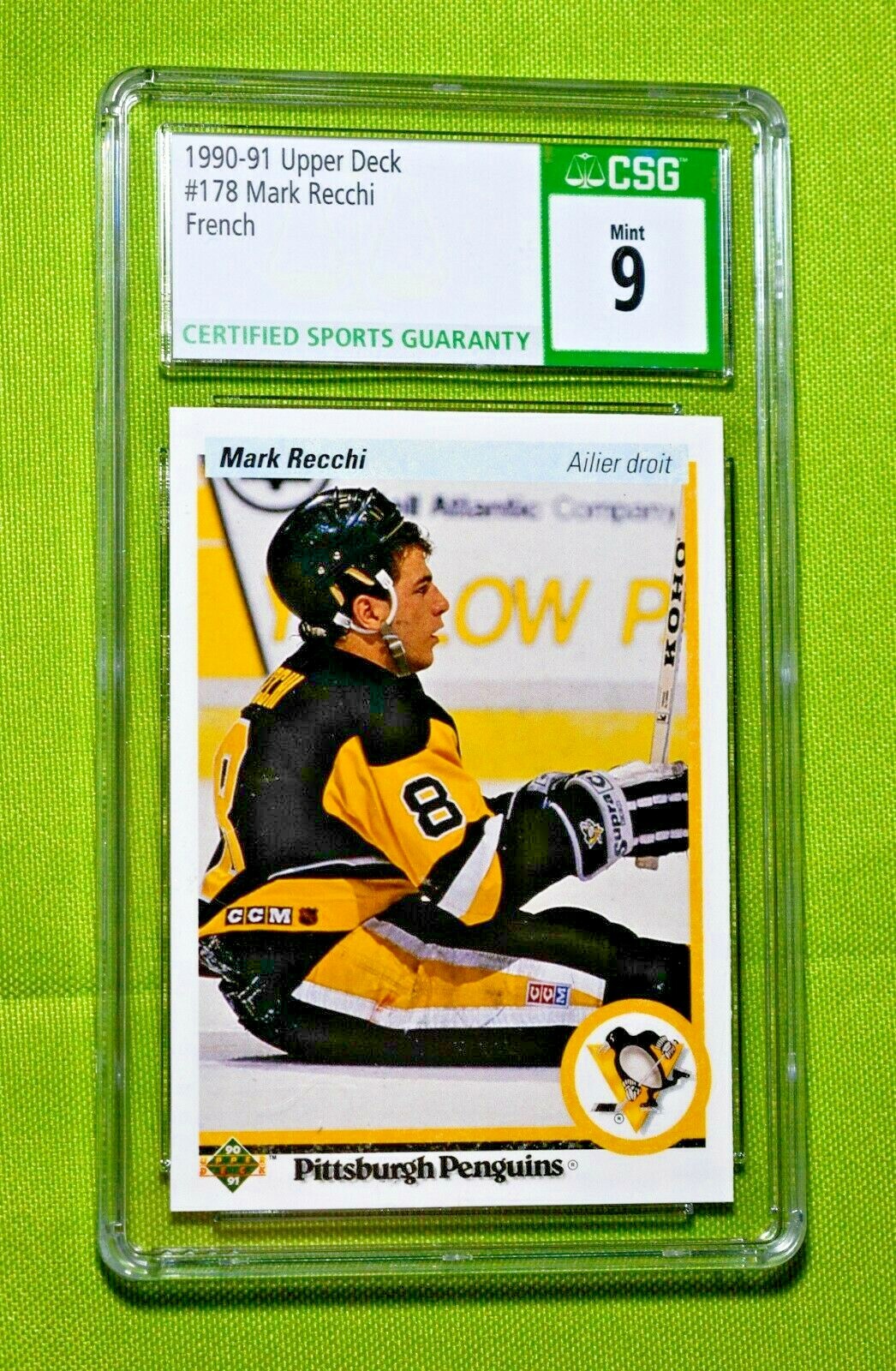 1990 UPPER DECK #178 MARK RECCHI RC Rookie French CSG 9 Mint HOF | eBay