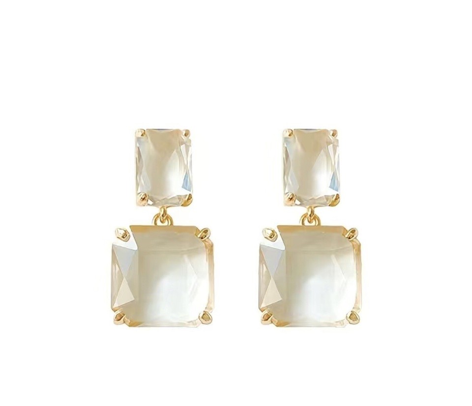 Crystal Clear Square Drop Earrings, Statement Earrings,Transparent ...
