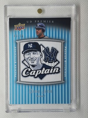 DEREK JETER 2008 UPPER DECK UD PREMIER STITCHINGS 43/50 YANKEES CAPTAIN ...