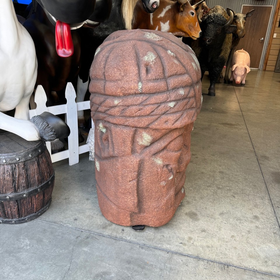 Olmec Stone Head Over Sized Resin Statue Ancient Aztec Theme Decor Prop ...