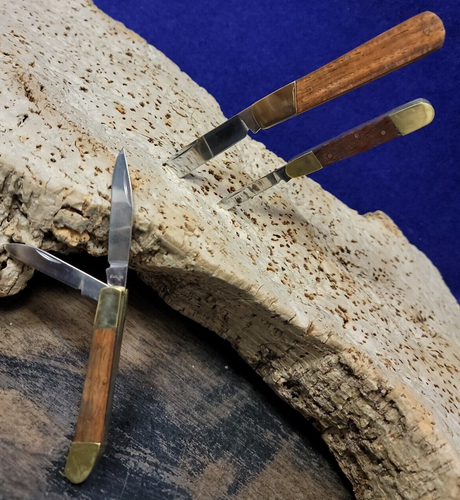 NOS 3X VINTAGE POCKET KNIFE LOT TIMBER KING KNIFE O RAMA ROSEWOOD ...