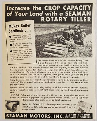 1949 Print Ad Seaman Rotary Tillers for Farm Tractors Milwaukee ...