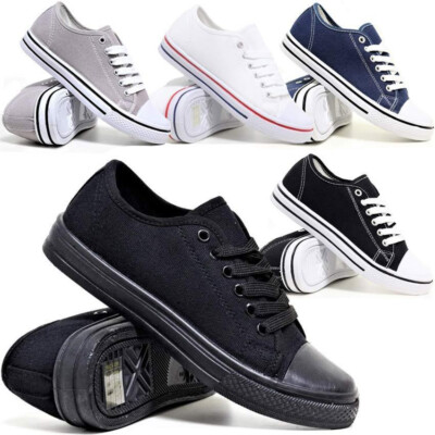 Mens Canvas Shoes Lace Up Casual Espadrilles Summer Plimsolls Gym ...
